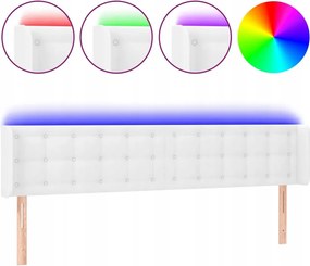 vidaXL Opěrka hlavy k posteli s Led, bílá, 203x16x78/88 cm, umělá kůže