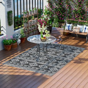 Outsunny Exteriérový Koberec - Odolný a Voděodolný Koberec s Geometrickým Designem, Plochý Koberec pro Balkon, Zahradu, Terasu, Koupelnu, Předsíň a Ku