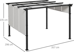Markýza Ochrana proti slunci. Pergola, odolná proti povětrnostním vlivům, včetně upevňovacího materiálu, 3 x 3,5 m, tmavě šedá