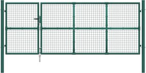 Pletivá zahradní branka zelená 350 x 125 cm pozinkovaná ocel 154534