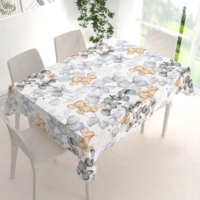 Biante Bavlněný obdélníkový ubrus Sandra SA-367 Šedo-oranžové květy na bílém 50x100 cm