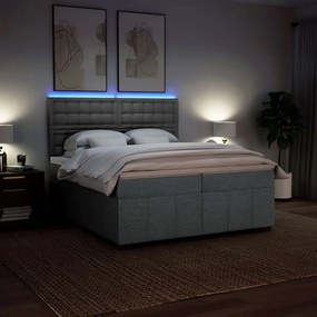 Box spring postel s matrací světle šedá 200 x 200 cm textil 3294089