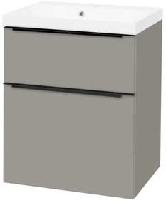 Mereo Mereo, Mailo, koupelnová skříňka s umyvadlem z litého mramoru 61 cm, bílá, dub, antracit, CN570MB