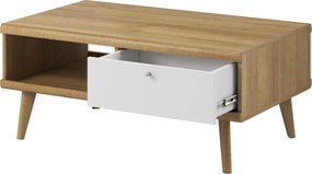 PSK Konferenční stolek PORO, Dub Riviera/Bílá 107 cm