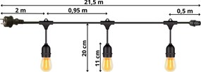 TRENDIE Zahradní světelná girlanda 20 LED teplá bílá E27 20m