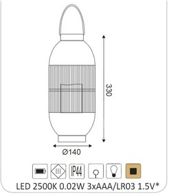 ACA DECOR Venkovní stolní lampička NOUGA, IP44