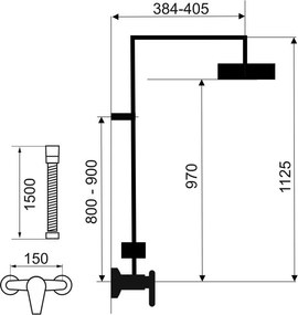 Novaservis Sprchové soupravy - Nobless Tina sprchový set 250 s baterií, horní připojení sprchy, černá, SET042/38,5