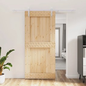 Posuvné Dveře S Kováním 95 X 210 Cm Masivní Borové Dřevo