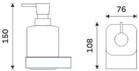 Nástěnný dávkovač tekutého mýdla matné sklo a černý kov, pumpa mosaz NIMCO NIKAU černá NKC 30031C-T-90