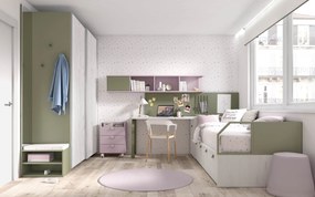 12mood - studentský pokoj s postelí a šatní skříní s posuvnými dveřmi