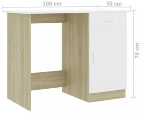Psací stůl se skříňkou 100x50 cm Dekorhome Dub sonoma / bílá