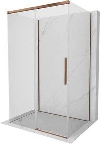 Mexen Rox-3S, 3-stěnný posuvný sprchový kout 155 x 120 cm, 8mm čiré sklo, růžové zlato profil, 8C2-155-120-60-00-3S