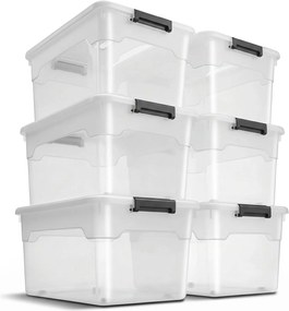 Juskys Plastové úložné boxy s víkem Velikost sady: 6 ks, Objem: 60 L