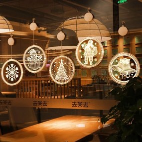 Vánoční LED závěsná dekorace do okna, teplá bílá, různé motivy na výběr Motiv: Sněhulák