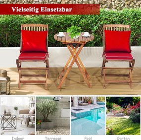 Costway 3-dílný. Terrassenmöbel-Set mit Rundem Tisch a 2 Stühlen a 2 Kissen