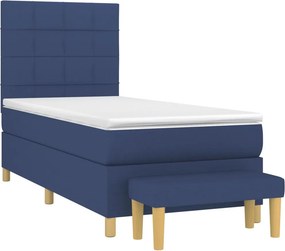 Box spring postel s matrací modrá 90x200 cm textil 3137131