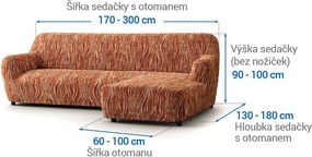 Bielastické potahy UNIVERSO NOVÉ žíhané cihlové sedačka s otomanem vpravo (š. 170 - 300 cm)