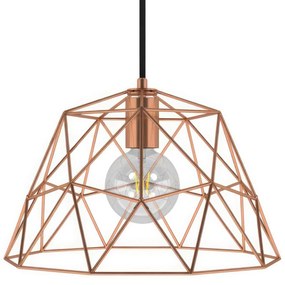 creative cables Závěsná lampa s textilním kabelem, stínidlovým rámem dome a kovovými detaily Barva: Měď