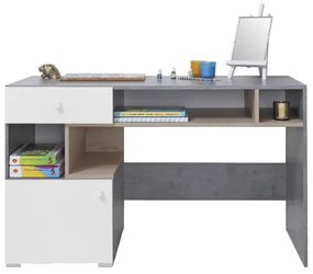 Dětský psací stůl Sigma SI10, beton/bílý lux/dub