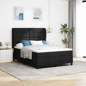 Postel s boxspringem s čelo Černá 140 x 190 cm textil 3340559