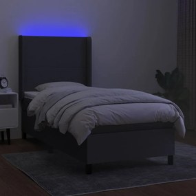 Box spring postel s matrací a LED tmavě šedá 90x200 cm textil 3138126
