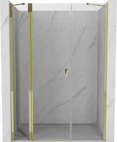 Mexen, Mexen Mist výklopné sprchové dveře 125 cm, transparentní, zlaté - 8A4-125-001-50-00