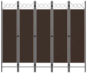 5dílný skládací paraván hnědý 200 x 180 cm