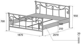 Nábytek ATIKA s.r.o. Kovová postel NORA Povrchová úprava: na přání dle RAL, Rozměr: 80 x 200 cm