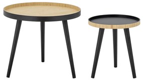 Set dvou konferenčních stolků cappuccino ø 40 x 43 / ø 60 x 50 cm černý MUZZA