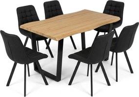 Vikio Jídelní set pro 6 osob 160x90 cm dub noha U černá židle VJS156-6C