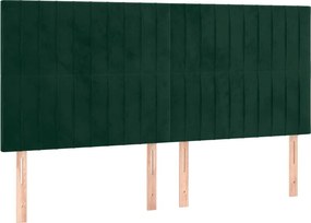 Čelo postele s LED tmavě zelená 180x5x118/128 cm samet 3122725
