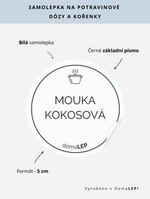 MOUKA KOKOSOVÁ - omyvatelná samolepka na dózu, výběr rozměrů Ø 5 cm / 5 x 5 cm / 6 x 8 cm | DomaLEPomyvatelná samolepka na dózu, výběr rozměrů Ø 5 cm / 5 x 5 cm / 6 x 8 cm | DomaLEP
