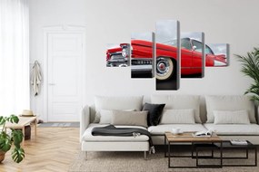 Vícedílný obraz Červené Auto Z 50. Let Nedostatek Nedostatek Plátno Canvas 200x120