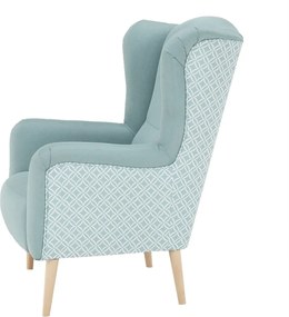 designové křeslo, ušák, látka mentolová/vzor, Tempo Kondela BELEK