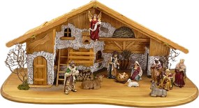 AMADEA Dřevěný osvětlený betlém s figurkami 80 cm