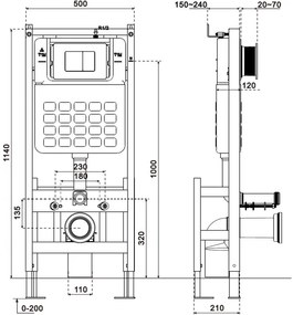 Mexen Tex F, samostatně stojící podomítkový rám s pneumatickým ovládáním pro WC, 61101A