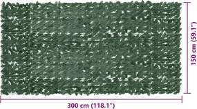 Balkónová zástěna s tmavě zelenými listy 300 x 150 cm 315491