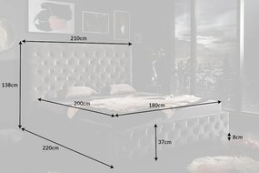 Designová postel Laney 180 x 200 cm olivově šedý samet