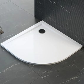 Polimat Čtvrtkruhová sprchová vanička z minerálního kompozitu Perrito HR 80x80 (90x90) Barva: Bílá, Rozměry (cm): 90x90