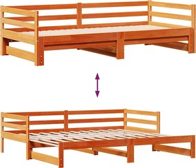 Válenda s přistýlkou a zásuvkami hnědá 90x190 cm masiv borovice 3302163