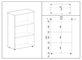 Střední skříň SimpleOffice 80 x 40 x 120 cm, třešeň