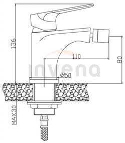 Invena Dokos, bidetová baterie, bílá lesklá-chromová, BB-19-002-V