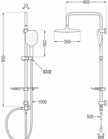 Mexen sprchový set T22 s horní hlavicí čtvercovou, chromová, 798222293-00