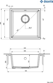 Deante Dřez Corda granit - ZQA S10A šedá metalic