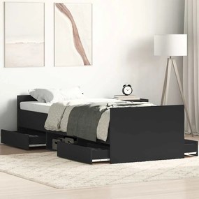 Rám postele s hlavovým a nožním čelem černý 90 x 200 cm 3203804