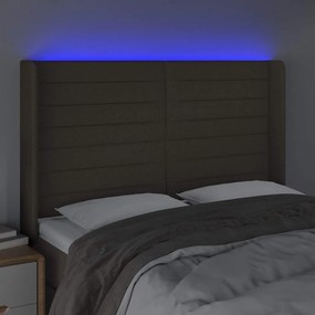 Čelo postele s LED taupe 147 x 16 x 118/128 cm textil 3124190