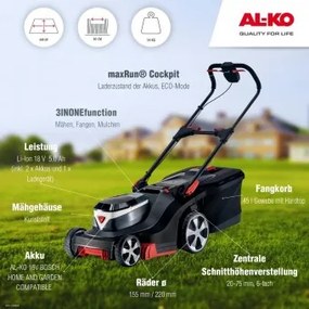 AL-KO 3.82 Li Premium 18V SET - akumulátorová sekačka (s 2x 5 Ah akumulátory a nabíječkou)
