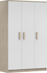IDZ Šatní skříň SMYK III 3D 19, 120 cm Bílá + Dub Sonoma / Barevné úchytky Barva: Grafit