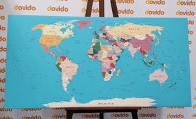 Obraz mapa světa s názvy - 120x60 cm