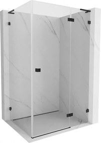 Mexen Lunar, L pravý výklopný sprchový kout 85 x 80 cm, 8mm čiré sklo, černý profil, 834L-085-080-70-00-P